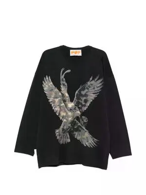 PDF Graphic-print Long-sleeves Sweatshirt - Black