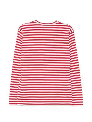 Play Comme Des Garcon Striped Heart-patch T-shirt