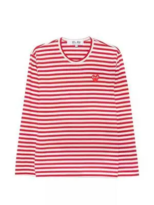 Play Comme Des Garcon Striped Heart-patch T-shirt - Red