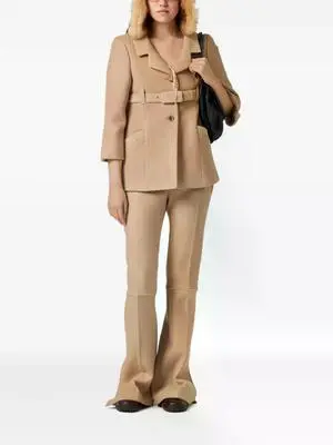 Miu Miu Single-breasted Wool Coat With Belted Waist