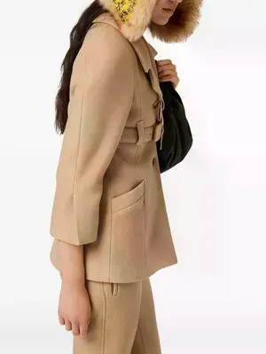Miu Miu Single-breasted Wool Coat With Belted Waist