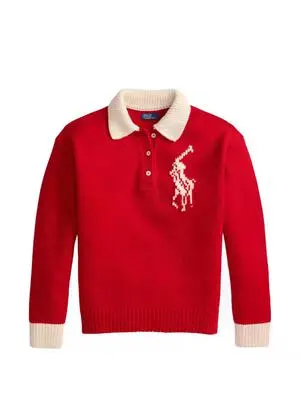 Polo Ralph Lauren Logo-intarsia Wool Sweater - Red