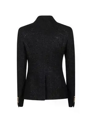 Tagliatore Bouclé-knit Tailored Blazer With Metallic Threading - Black