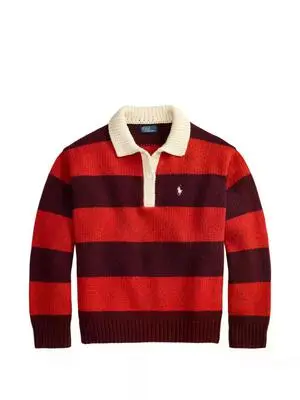 Polo Ralph Lauren Striped Rugby Polo Sweater - Red