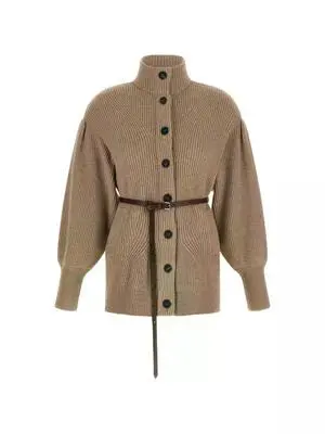 Brunello Cucinelli Belted Ribbed-knit Wool Cardigan
