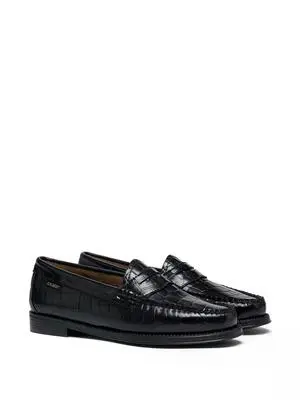 G.H.BASS Crocodile-effect Leather Loafers