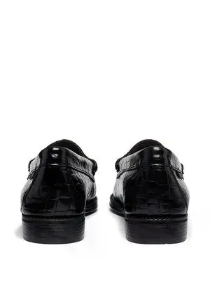 G.H.BASS Crocodile-effect Leather Loafers