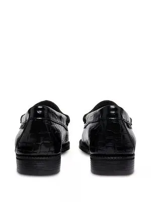 G.H.BASS Crocodile-effect Leather Loafers - Black
