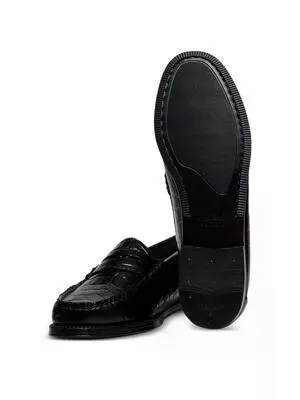 G.H.BASS Crocodile-effect Leather Loafers - Black