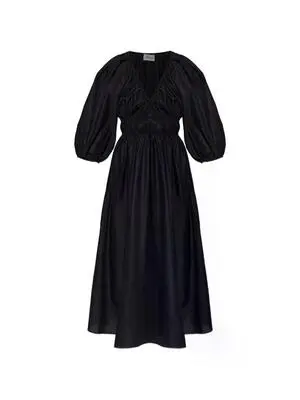 Matteau Shirred Plunge-neck Dress - Black