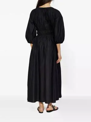 Matteau Shirred Plunge-neck Dress - Black