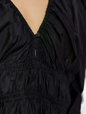 Matteau Shirred Plunge-neck Dress - Black