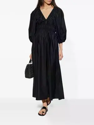 Matteau Shirred Plunge-neck Dress - Black