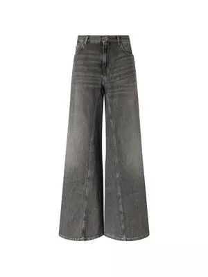 Pinko Flared Jeans With Super Wide Leg In Black Denim - Grey