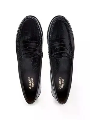 G.H.BASS Weejuns Croc-embossed Loafers