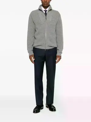 Canali Ribbed Zip-up Cardigan