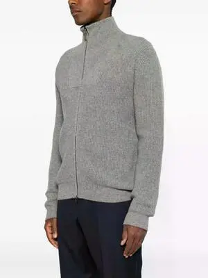 Canali Ribbed Zip-up Cardigan
