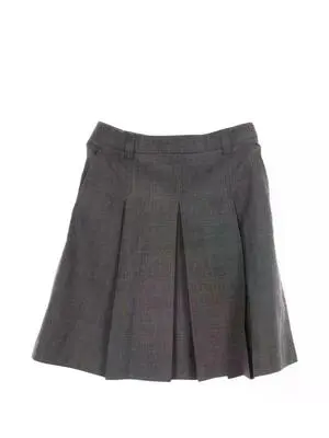 Miu Miu 2010s Plaid Pleated Mini Skirt - Grey