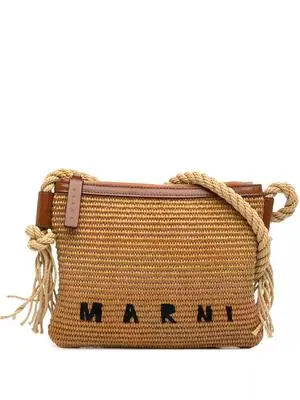 Marni Raffia Logo Crossbody Bag - Neutrals