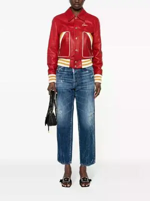 Dsquared2 Varsity Leather Bomber Jacket