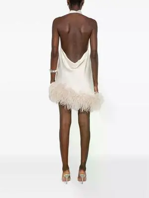 THE ARCHIVIA Mia Feather-trimmed Halterneck Dress