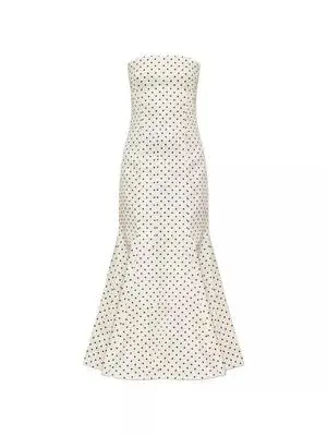 ROTATE BY BIRGER CHRISTENSEN Polka-dot Strapless Midi Dress