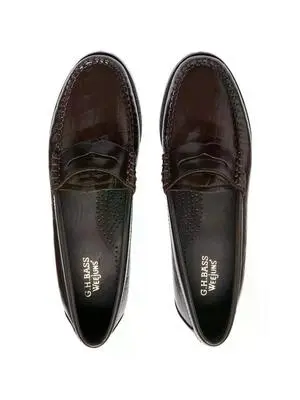 G.H.BASS Weejuns Crocodile-embossed Leather Loafers