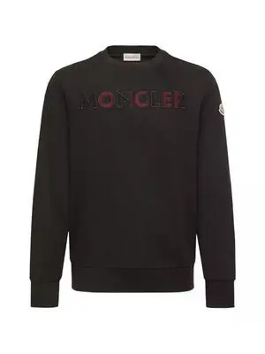 Moncler Logo-embroidered Crew-neck Sweatshirt - Black