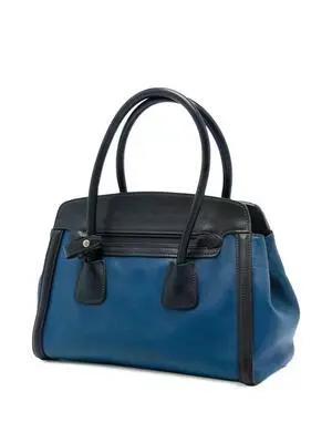 Prada Bicolor Saffiano Trimmed City Calf Double Zip Satchel - Blue