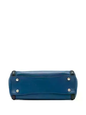 Prada Bicolor Saffiano Trimmed City Calf Double Zip Satchel - Blue