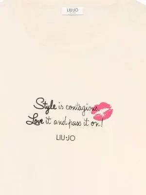 Liu Jo Crystal-embellished Graphic Print T-shirt - Neutrals