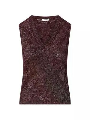 Liu Jo Floral Jacquard Metallic Top - Purple