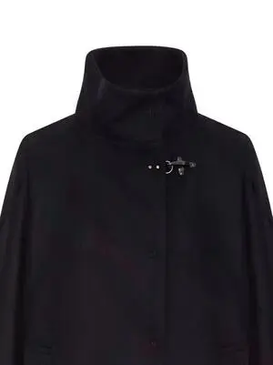 FAY ARCHIVE Wool Cape-clasp Coat - Black