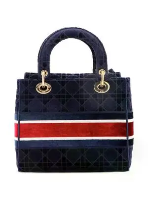 Dior Lady D-lite Bag Cannage Embroidered Velvet Medium Tote Bag