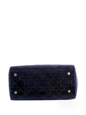Dior Lady D-lite Bag Cannage Embroidered Velvet Medium Tote Bag
