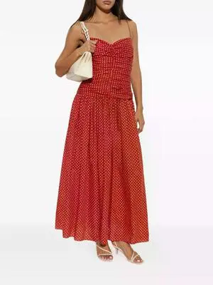 Matteau Polka-dot Ruched Maxi Dress