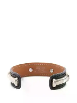 Hermès Agata Leather Bangle - Silver