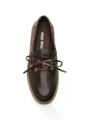 Miu Miu Lace-up Leather Loafers
