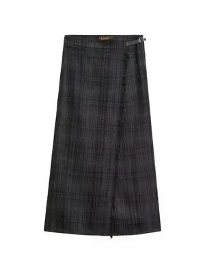 Woolrich Checked Frayed-edge Midi Skirt - Grey