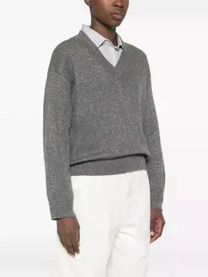 Brunello Cucinelli Ribbed V-neck Cashmere Pullover