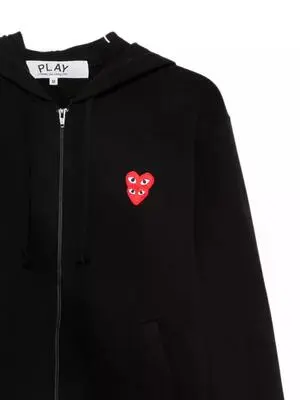 Play Comme Des Garcon Heart-patch Zip-up Hoodie