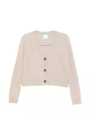 ALLUDE Ribbed-knit V-neck Cardigan - Neutrals