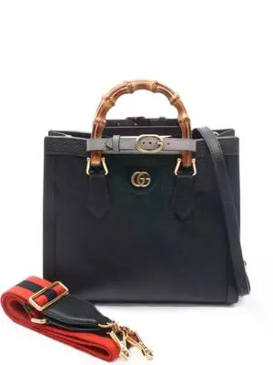 Gucci 2016-2026 Medium Calfskin Bamboo Diana Satchel - Black