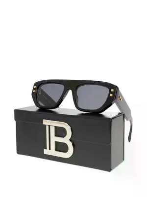 Balmain B-army Ii Geometric-frame Sunglasses - Black