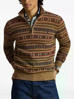 Polo Ralph Lauren Fair Isle Half-zip Sweater - Brown