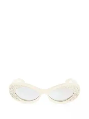 Valentino Garavani Crystal-embellished Vlogo Sunglasses - Neutrals