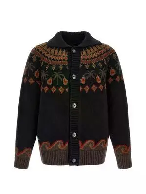 Alanui Fair Isle Jacquard-knit Cardigan - Black
