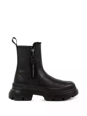 Karl Lagerfeld Logo-embossed Leather Ankle Boots