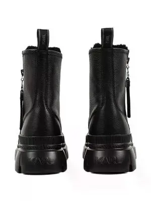 Karl Lagerfeld Logo-embossed Leather Ankle Boots