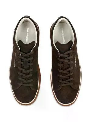 Karl Lagerfeld Suede Lace-up Sneakers With Embossed Artwork